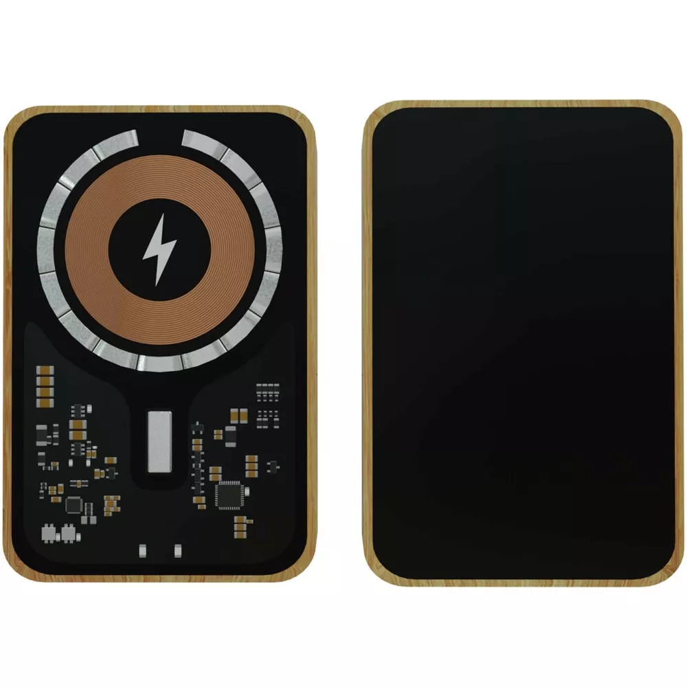 SCX.design P27 10.000 mAh MagSafe powerbank van bamboe bedrukken, vanaf ...